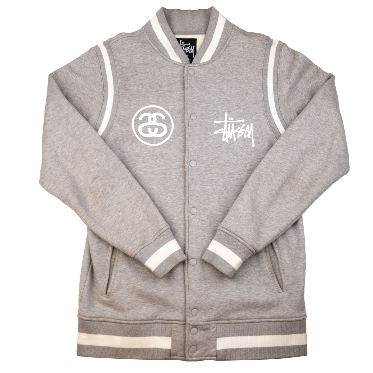 Stussy Grey World Tour Varsity Jacket PRE-OWNED – On The Arm