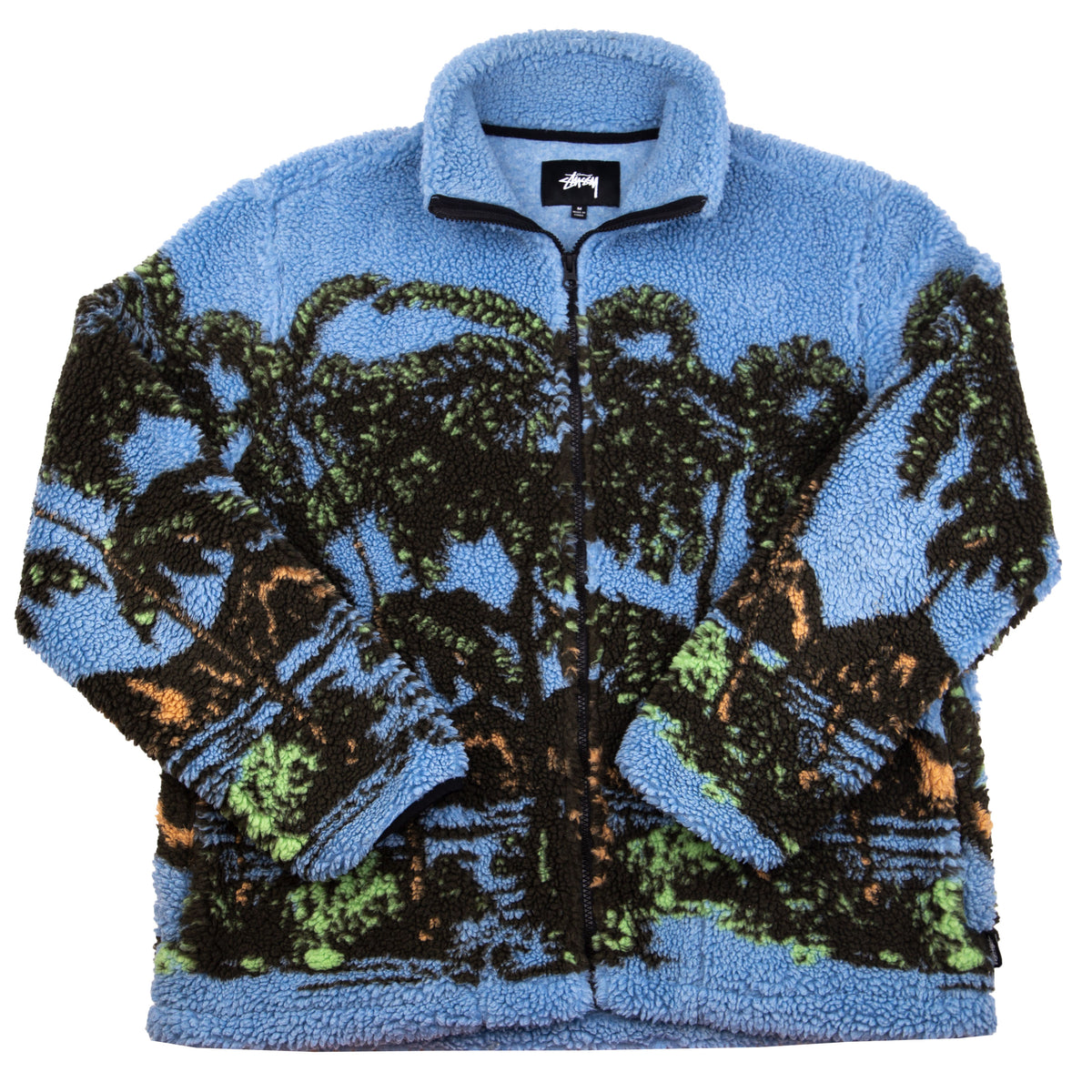 Stussy Blue Palm Trees Sherpa Fleece Jacket PRE-OWNED – On The Arm