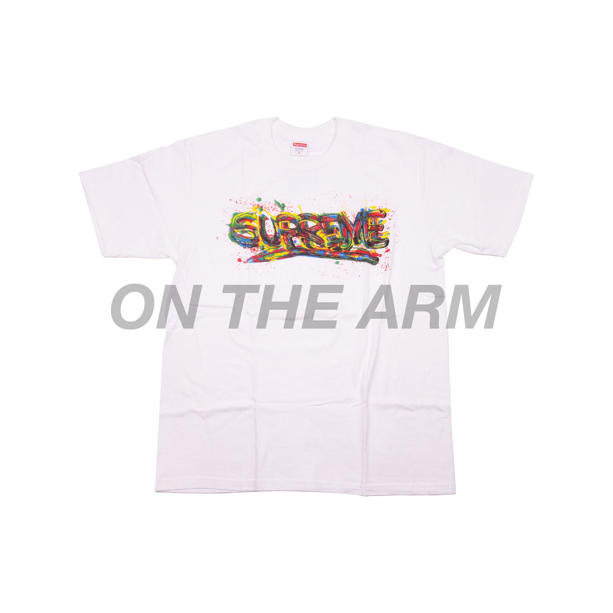 Supreme White Paint Logo Tee – On The Arm