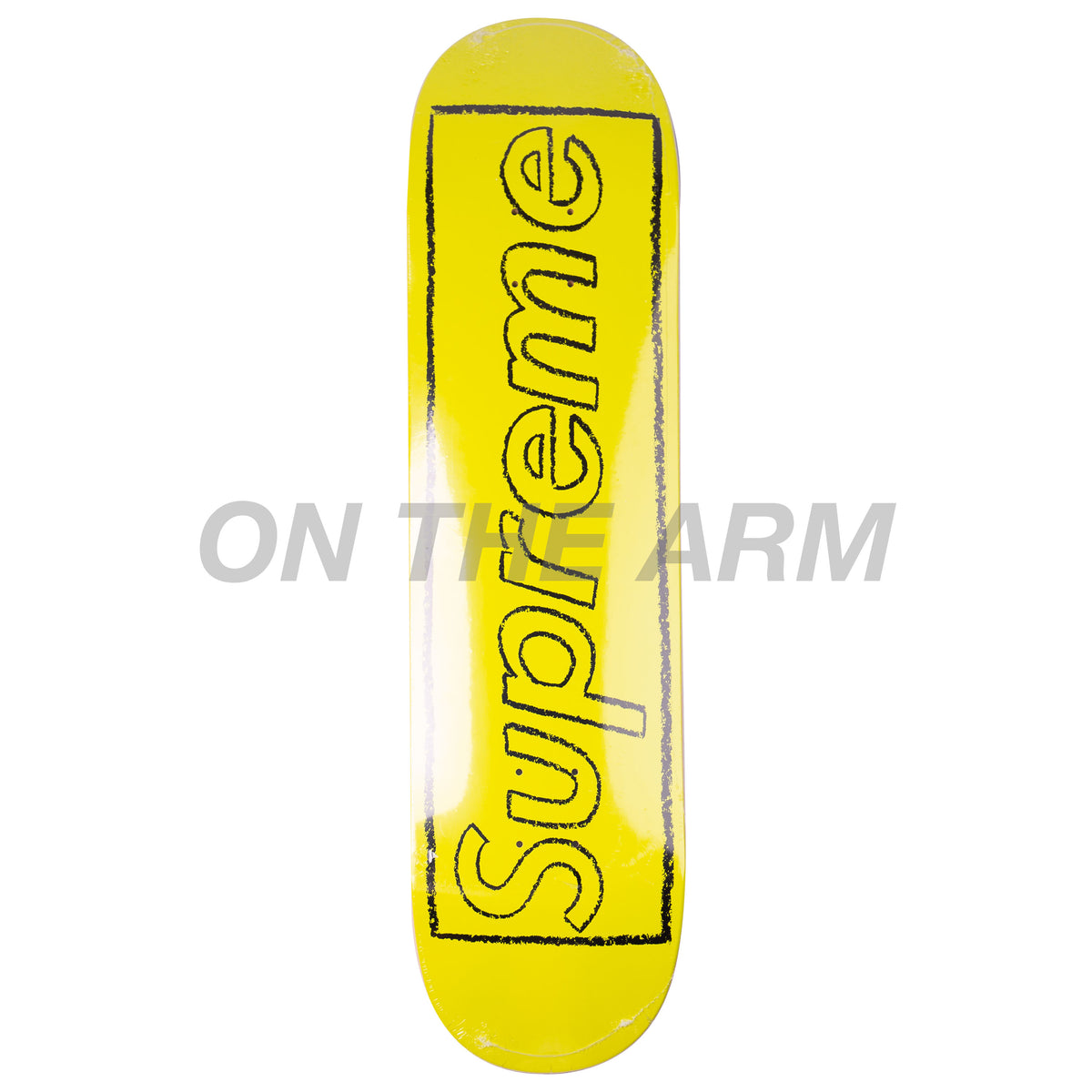 Supreme Yellow Kaws Box Logo Deck – On The Arm