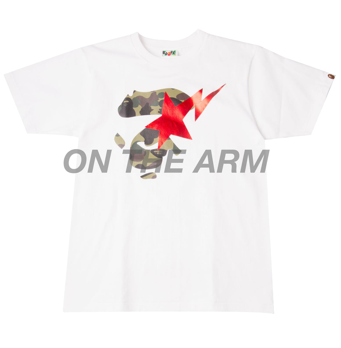 Bape White/Green First Camo Ape Sta Tee – On The Arm